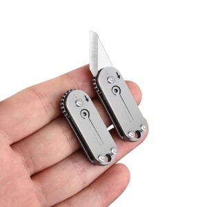 funbro small pocket knife for men, mini folding knives box cutter, cool edc knife with unique design, little tiny knives for every day carry, small gift for women men