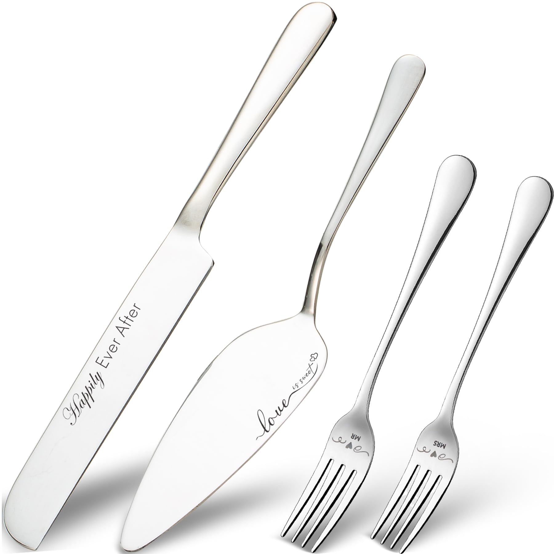 iooiluxry Cake Cutting Set for Wedding, Wedding Cake Knife and Server set Silver Cake Cutter Set and Pie Server Spatula for Wedding Anniversary Birthday Christmas Gifts (Silver)