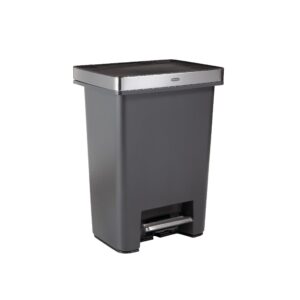 rubbermaid premier high-capacity step-on trash can, 19 gallon, single or dual stream trash or recycling, charcoal, stainless-steel rim, lid lock, quiet lid, for home/kitchen/garage/apartment/office