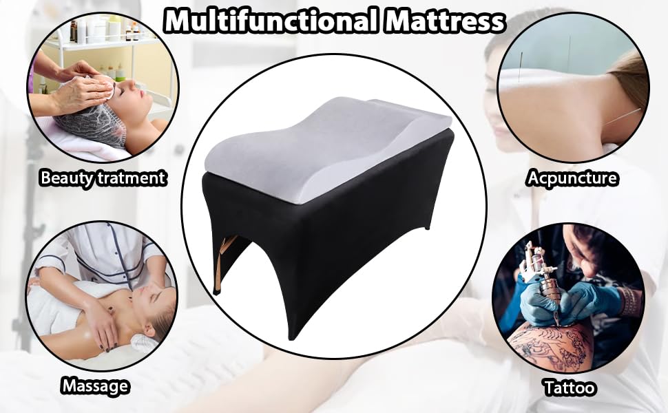 Luxurious Curved Lash Bed Topper - Ergonomic Massage Bed FoamTopper Wave Mattress Support The Body 30D High Density Foam - Grey