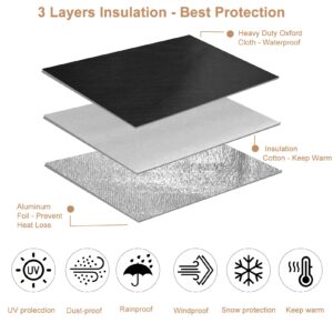 Insulated Air Conditioner Cover for Window Units, 3 Layers Waterproof Insulation Window Ac Cover Black Outdoor AC Protection Covers Dustproof Winter Window AC Cover for Outside Unit 21"L × 15"H × 16"D