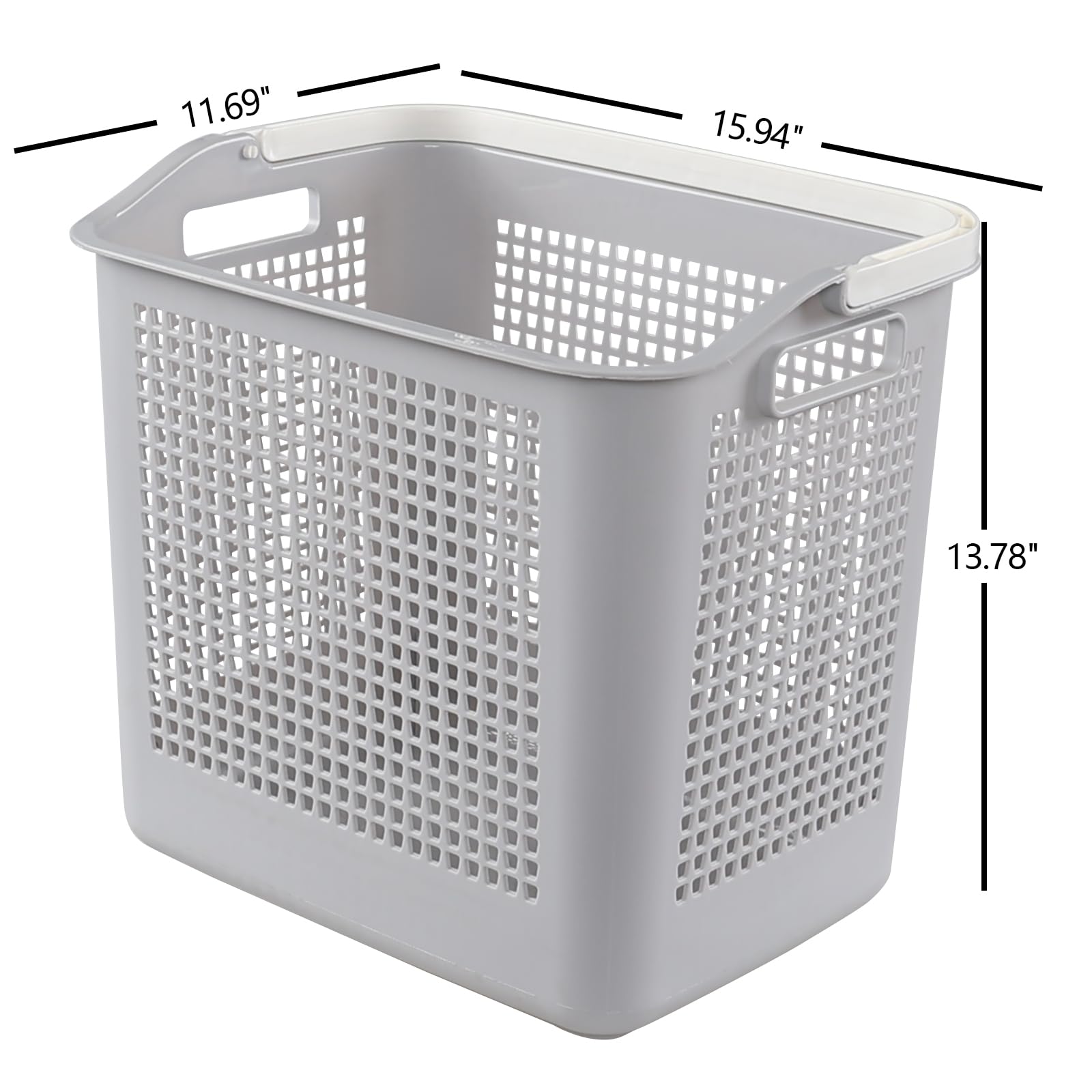 Taysisiter 35 L Plastic Dirty Clothes Storage Baskets, Plastic Laundry Hamper with Handle, Gray, 4 Packs