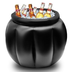 spinlala 22 x 18 inches giant black inflatable cauldron kettle halloween cooler, large drink holder for parties