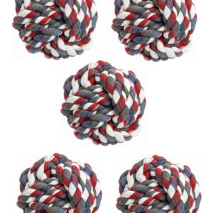 MPP Rope Dog Ball Toy 3.75 Inch Durable Dental Flossy Tough Chew Choose Quantity (4 Ball Toys)