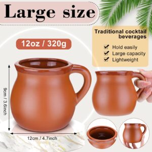 Gejoy Pack of 6 12 oz Cantaritos De Barro mexican clay mugs Clay Cups Artisan Made Coffee Mugs, Cocktail Glasses and Tea Cups for Tequila, Margaritas, Mojitos Cold Hot Drinks