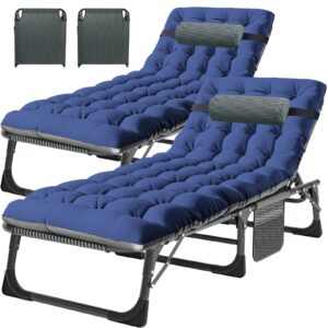 mophoto folding chaise lounge chair 5-position, folding cot, heavy duty patio chaise lounges for outside, poolside, beach, lawn, camping