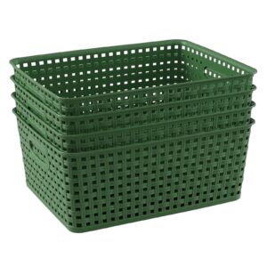 taysisiter plastic weave storage basket, plastic storage shelf basket, 4 packs