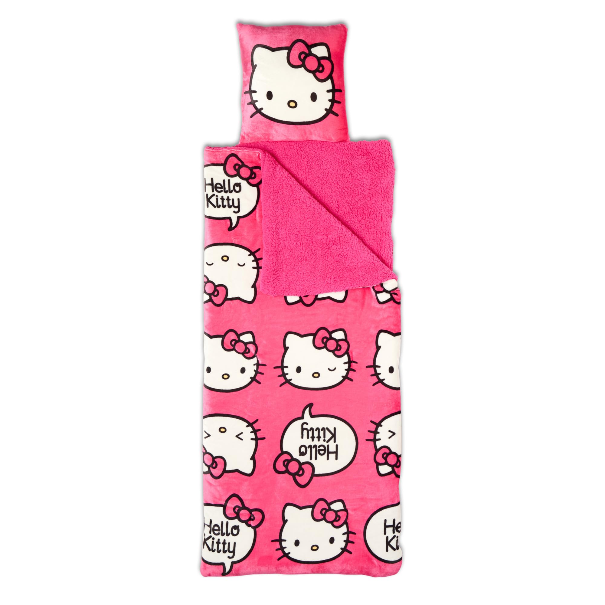 Northwest Hello Kitty Silk Touch Sherpa Slumber Bag, 27" x 56", Pink Pride