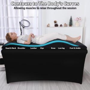 PRASNE Luxurious Curved Lash Bed Topper & Bed Cover - Ergonomic Massage Bed FoamTopper Wave Mattress Support The Body 30D High Density Foam with Salon Bed Cover - Black