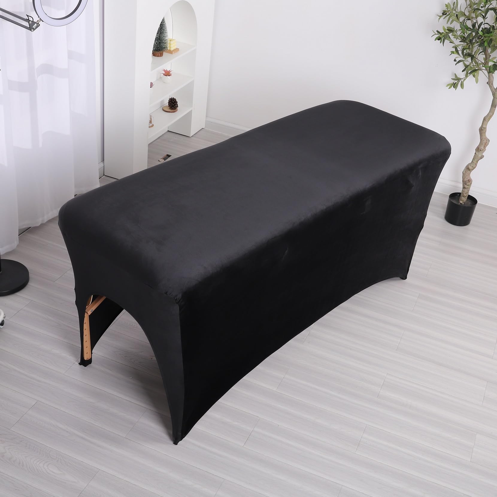 PRASNE Luxurious Curved Lash Bed Topper & Bed Cover - Ergonomic Massage Bed FoamTopper Wave Mattress Support The Body 30D High Density Foam with Salon Bed Cover - Black