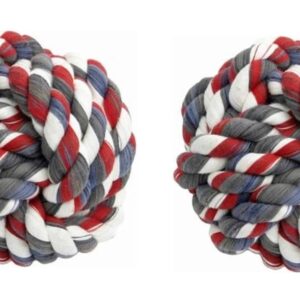 MPP Rope Dog Ball Toy 3.75 Inch Durable Dental Flossy Tough Chew Choose Quantity (4 Ball Toys)