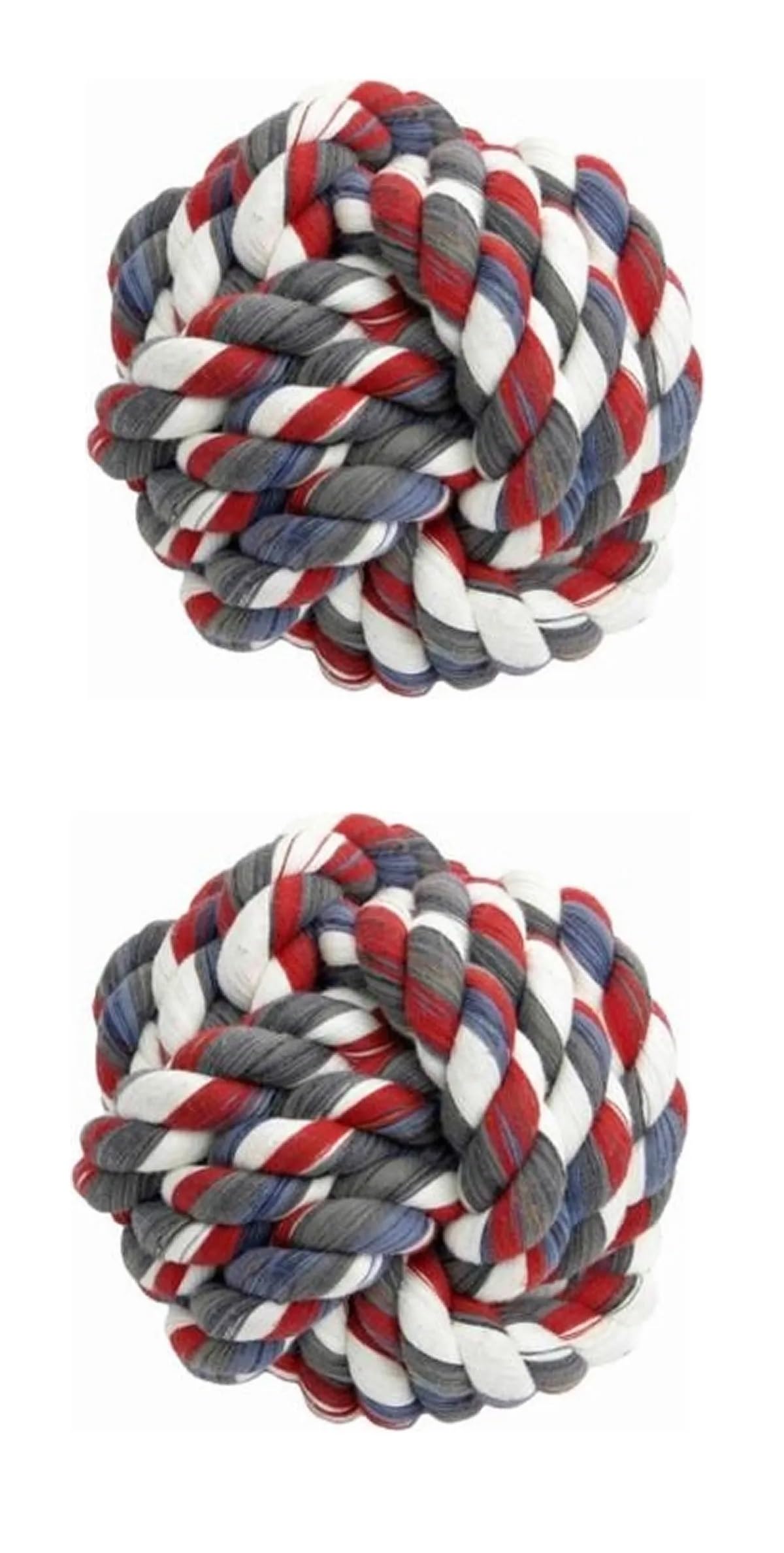 MPP Rope Dog Ball Toy 3.75 Inch Durable Dental Flossy Tough Chew Choose Quantity (4 Ball Toys)