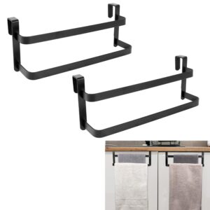 redcall 2 pack towel holder for kitchen cabinet,two-tier kitchen towel rack,steel over cabinet door towel bar,double towel bar rack for bathroom cupboard,holds hand/dish towels & washcloths