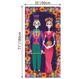 Day of The Dead Decorations Dia De Los Muertos Door Cover Mexican Altar De Muertos Sugar Skull Day of The Dead Decorations and Supplies for Home Party