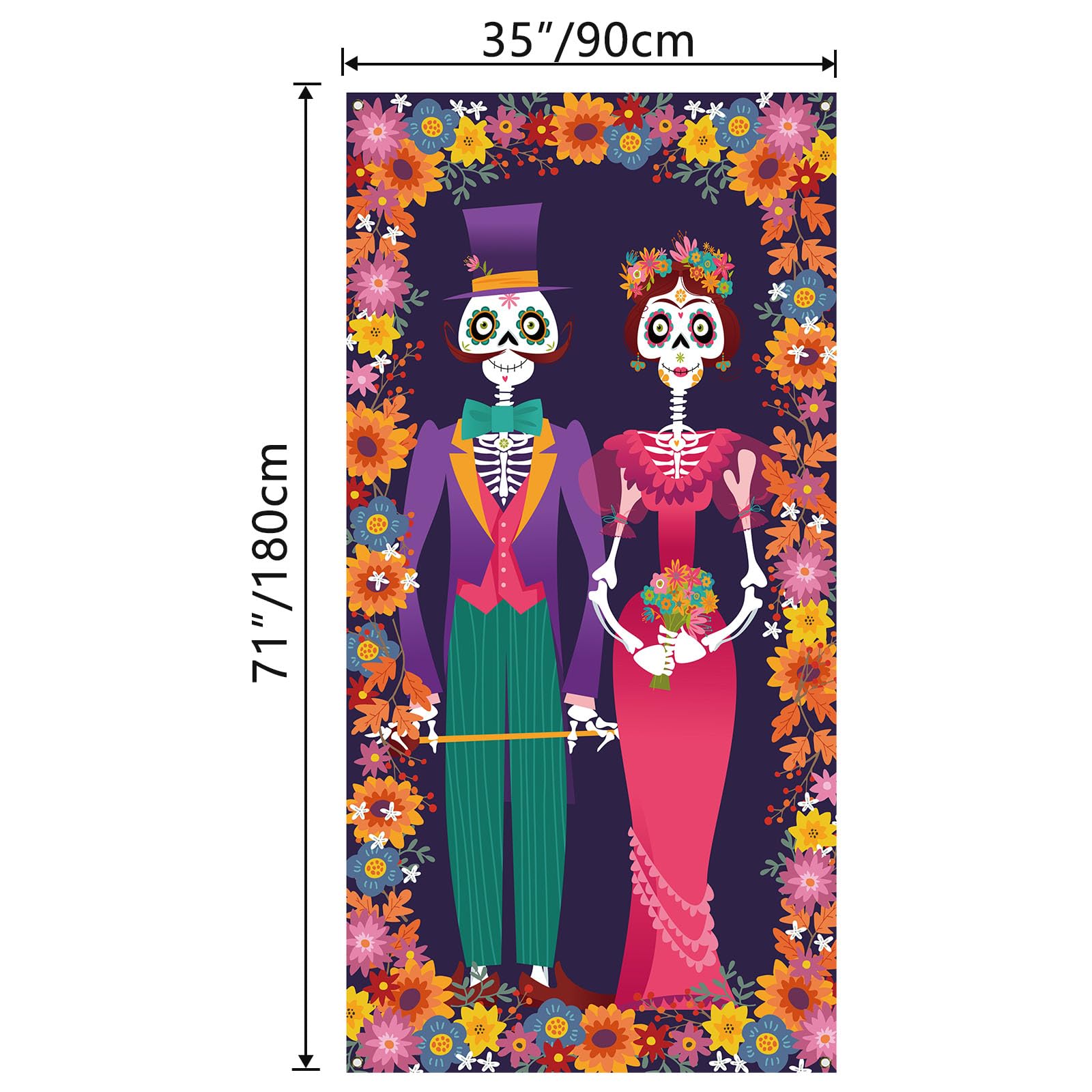 Day of The Dead Decorations Dia De Los Muertos Door Cover Mexican Altar De Muertos Sugar Skull Day of The Dead Decorations and Supplies for Home Party