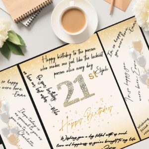 Crenics 21st Birthday Decorations for Her or Him, Creative 21st Birthday Guest Book Alternative, Black and Gold 21st Birthday Signature Book 18 x 12 inch, Great 21 Birthday Gifts for Men or Women