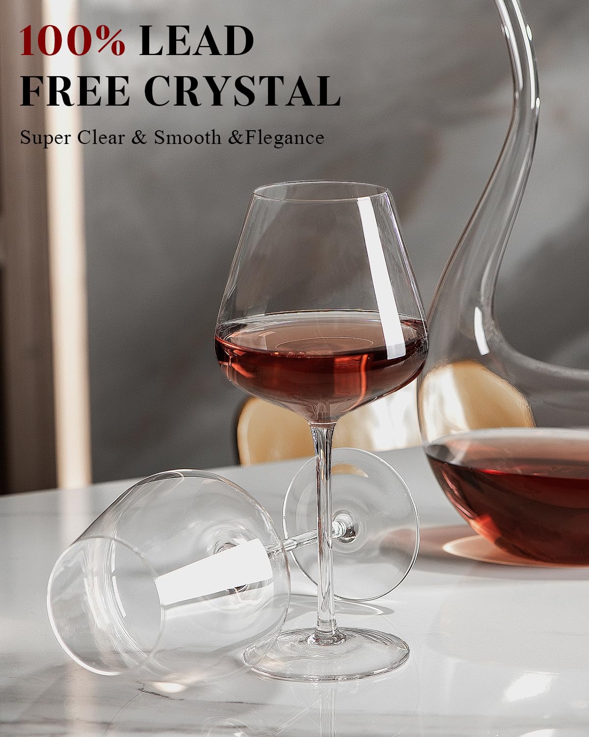 TrophyToast Extra Large 32oz Wine Glasses Set of 4 - Hand Blown Red Wine Glasses With Long Stem - Crystal Giant Burgundy Red Wine Glasses Clearer, Thin, Gift Packaging for Christmas,Wedding,Birthday