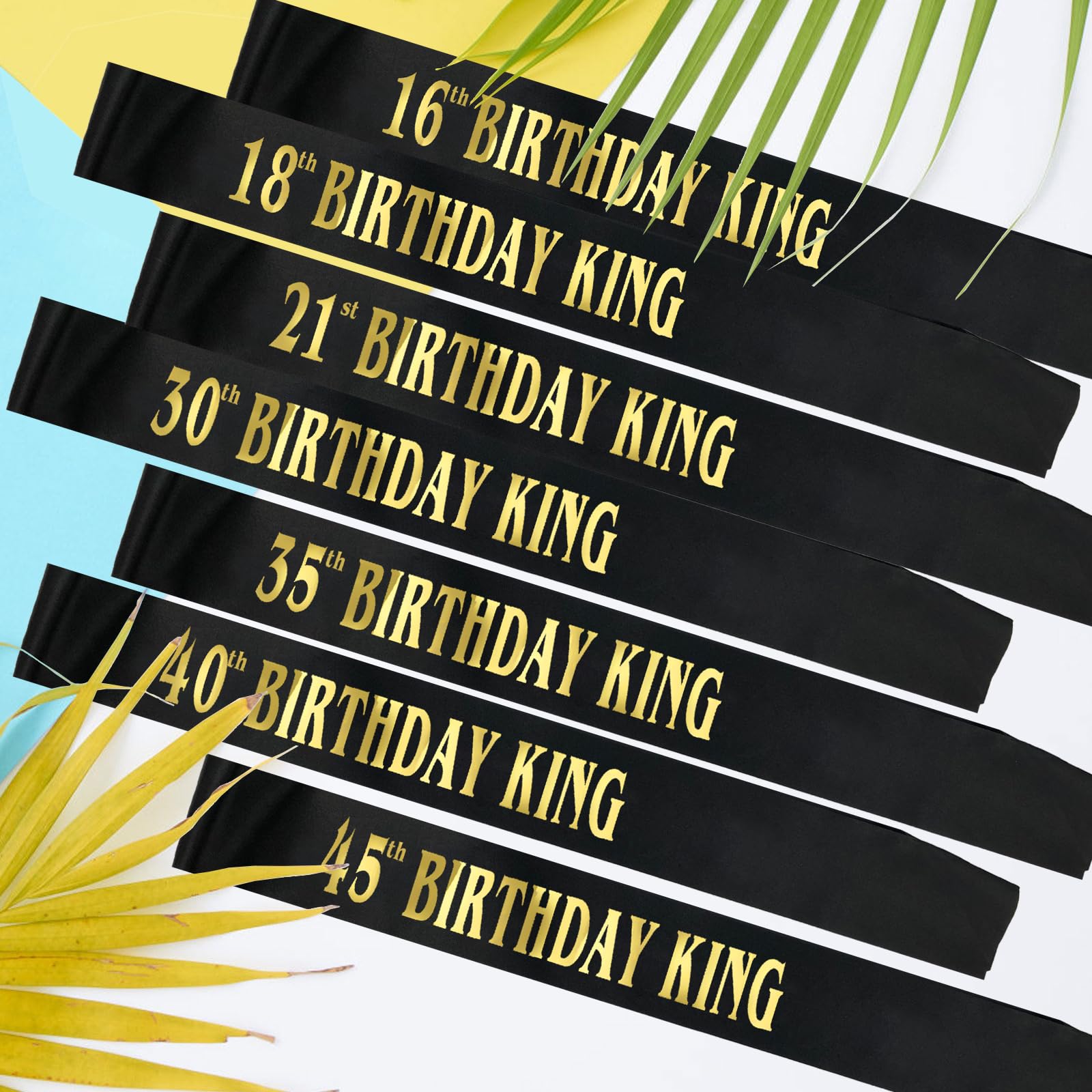 21st Birthday King Sash, Gold Foil Black Satin Birthday Sash for Men 21st Fabulous Birthday Party Gift Decorations Favors