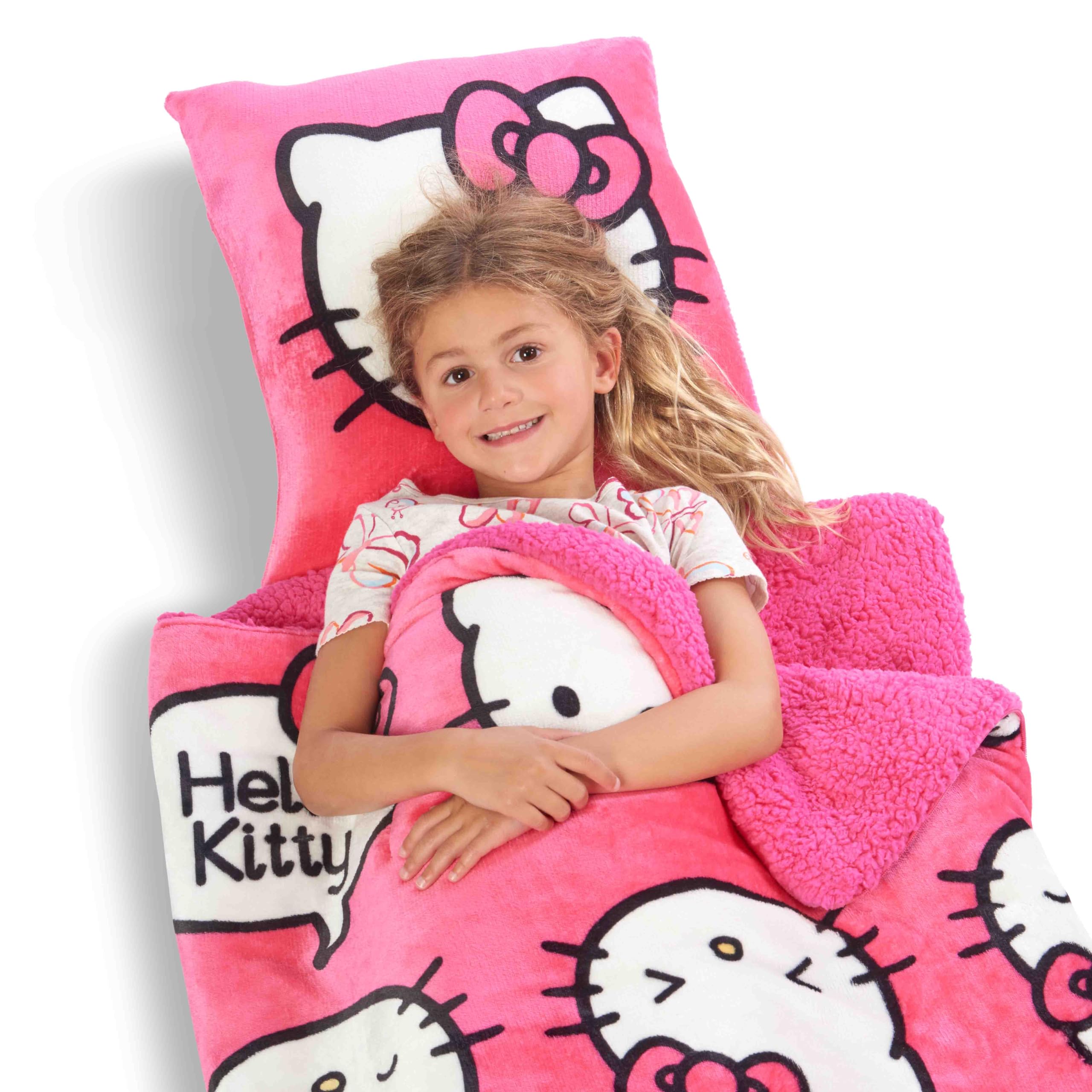 Northwest Hello Kitty Silk Touch Sherpa Slumber Bag, 27" x 56", Pink Pride