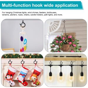 Q Hanger Hanging Hooks for Out Door String Lights, 16pcs Screw Hooks for Plants, Heavy Duty Ceiling Hooks with Safety Buckle for Christmas Lights & Patio Lights, Fairy Lights Wind Chimes Decoration