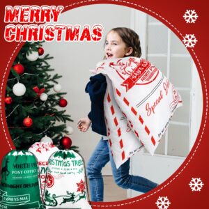 Abbylike 8 Pcs Large Christmas Santa Gift Bags, Jumbo Santa Sacks Christmas Drawstring Gift Bags Polyester Fabric Xmas Gift Sacks for Event Party Supplies Christmas Party Favors(26 x 19 Inch)