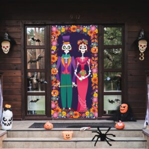 Day of The Dead Decorations Dia De Los Muertos Door Cover Mexican Altar De Muertos Sugar Skull Day of The Dead Decorations and Supplies for Home Party