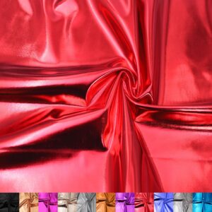 texco inc 60" wide-poly spandex-metallic foil stretch-fabric by the yard-for apparel, tank tops, athletic wear, dance outfits, costumes, clothing, events decoration, red 1 yard