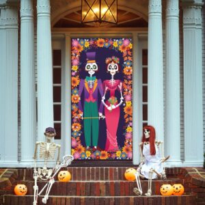 Day of The Dead Decorations Dia De Los Muertos Door Cover Mexican Altar De Muertos Sugar Skull Day of The Dead Decorations and Supplies for Home Party