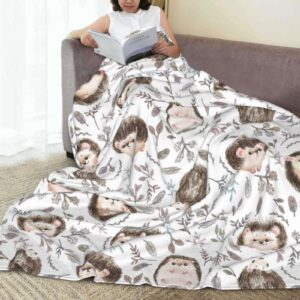 Hedgehog Gifts Flannel Throw Blanket Soft Lightweight Blankets for Girls Kids Women Hedgehog Lovers 50"X40"