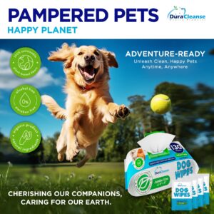 Dog Wipes for Paws and Butt - 130 Count + 4 Travel Puppy Wipes - 8" x 8" Large Dog Grooming Bath Wipes | Hypoallergenic Dog Face Wipes, Extra Thick Cleaning Deodorizing Pet Wipes for Dogs, Cats, Pets