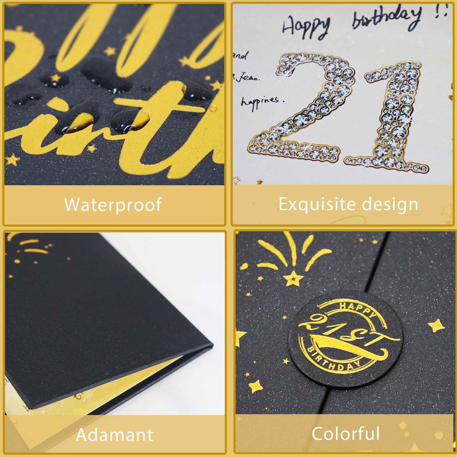 Crenics 21st Birthday Decorations for Her or Him, Creative 21st Birthday Guest Book Alternative, Black and Gold 21st Birthday Signature Book 18 x 12 inch, Great 21 Birthday Gifts for Men or Women