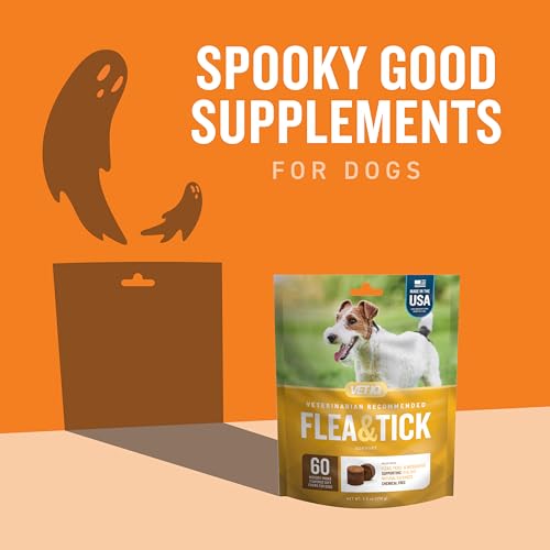 VetIQ Flea & Tick Support for Dogs, Flea and Tick Chewable for Dogs, Supports Dog's Natural Flea Defenses, Free of Added Chemicals and Garlic, Hickory Smoke Flavor, 60 Count