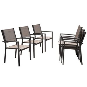 devoko outdoor dining chairs set of 6 patio stackable chairs for backyard deck (brown)