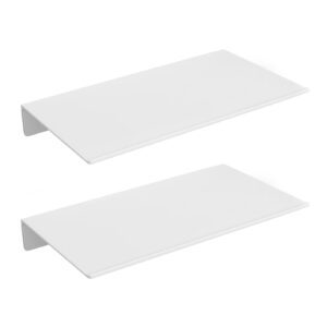 danpoo white floating shelves for wall storage, metal wall shelves for bedroom, living room, kitchen, small bathroom shelves wall mount, 8" mini display shelf for collectibles(2 pcs)