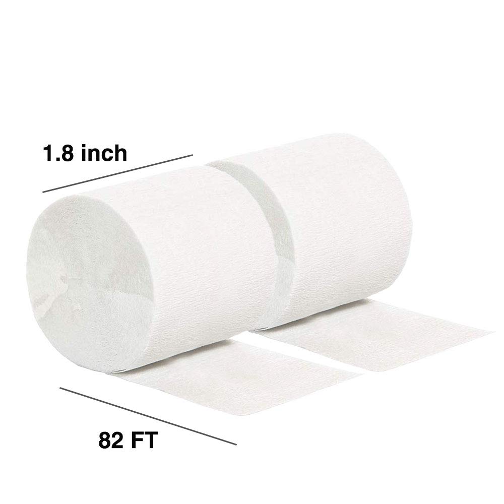 YESON White Crepe Paper Streamers Party Streamer Decorations,6 Rolls,1.77 in X 82 ft