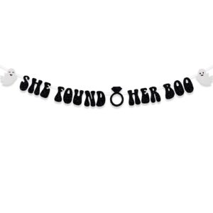 she found her boo halloween bridal shower banner boochelorette ghost garland spooky october bachelorette party decor