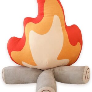 Hgplvxj Simulation Campfire Plush Pillow, Flame Stuffed Plush Toy Room Decoration Birthday Xmas Gift for Kids (11.8Inch)