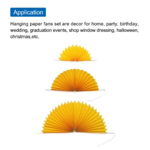 MECCANIXITY Hanging Paper Fans Party Set 12Pcs Round Pattern Hanging Paper Fans Decoration for Home Shop Wall Birthday Wedding Graduation Events(Yellow)