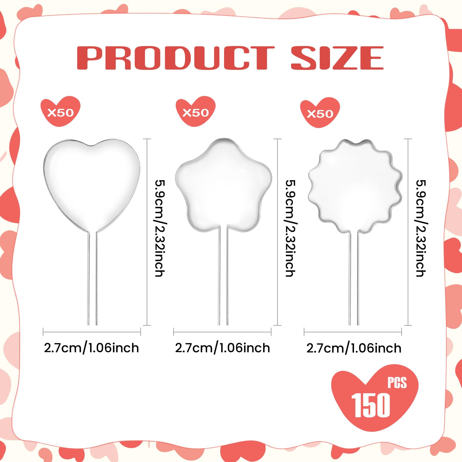 RONRONS 150 Pieces Plastic Cupcakes Pipettes 3 Shapes Mini Disposable Squeeze Dropper, 4ml Liquid Strawberry Transfer Injectors, Shots Tubes for Jam Chocolate Ice Cream Heart Star Flower