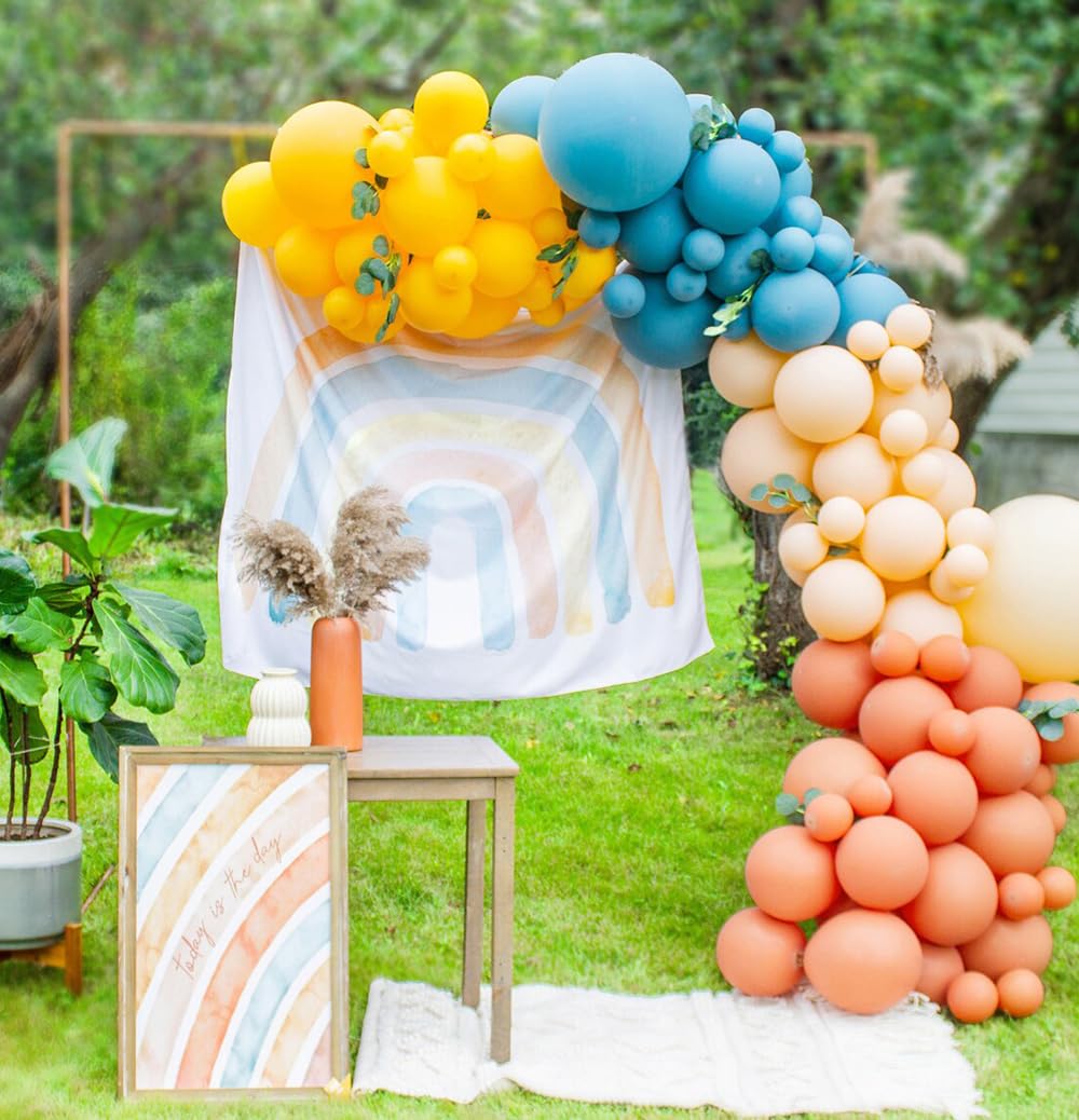 Beaumode Here Comes the Son Balloon Arch Garland Kit 149pcs for Retro Sun Baby Shower First Trip Around the Sun Sunshine Theme Birthday Kids Groovy Boho Party Backdrop Decoration (Slate Blue)