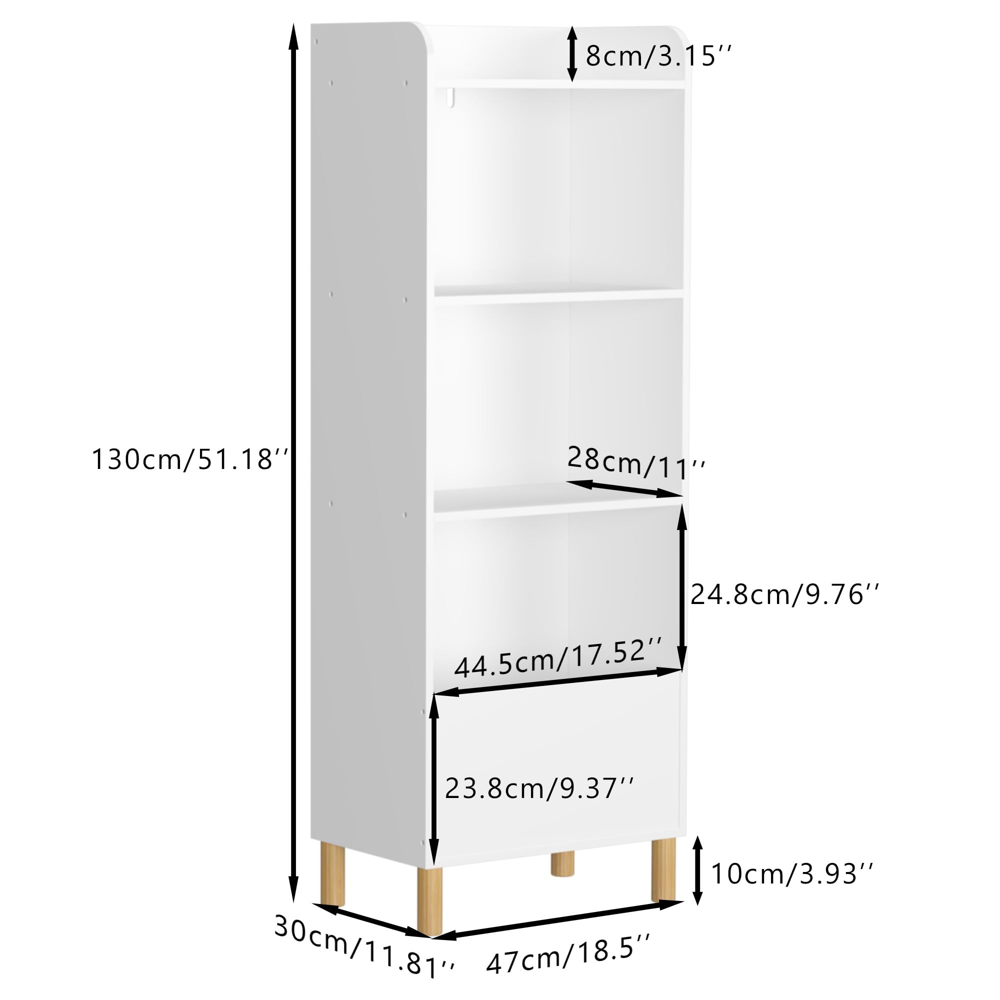 CuisinSmart Bookshelf for Kids, 4-Tier Children's Bookshelf Kid's Book Display, Toy Storage Cabinet Organizer Bookcase for Kid's Room, Playroom, Nursery and Kindergarten White