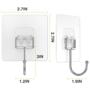 Ninth Five 18Pack Large Adhesive Hooks, 33lb Heavy Duty Ceiling Wall Door Hanging Hooks, Stainless Steel Towel and Coats Hooks for Window Home Kitchen Office