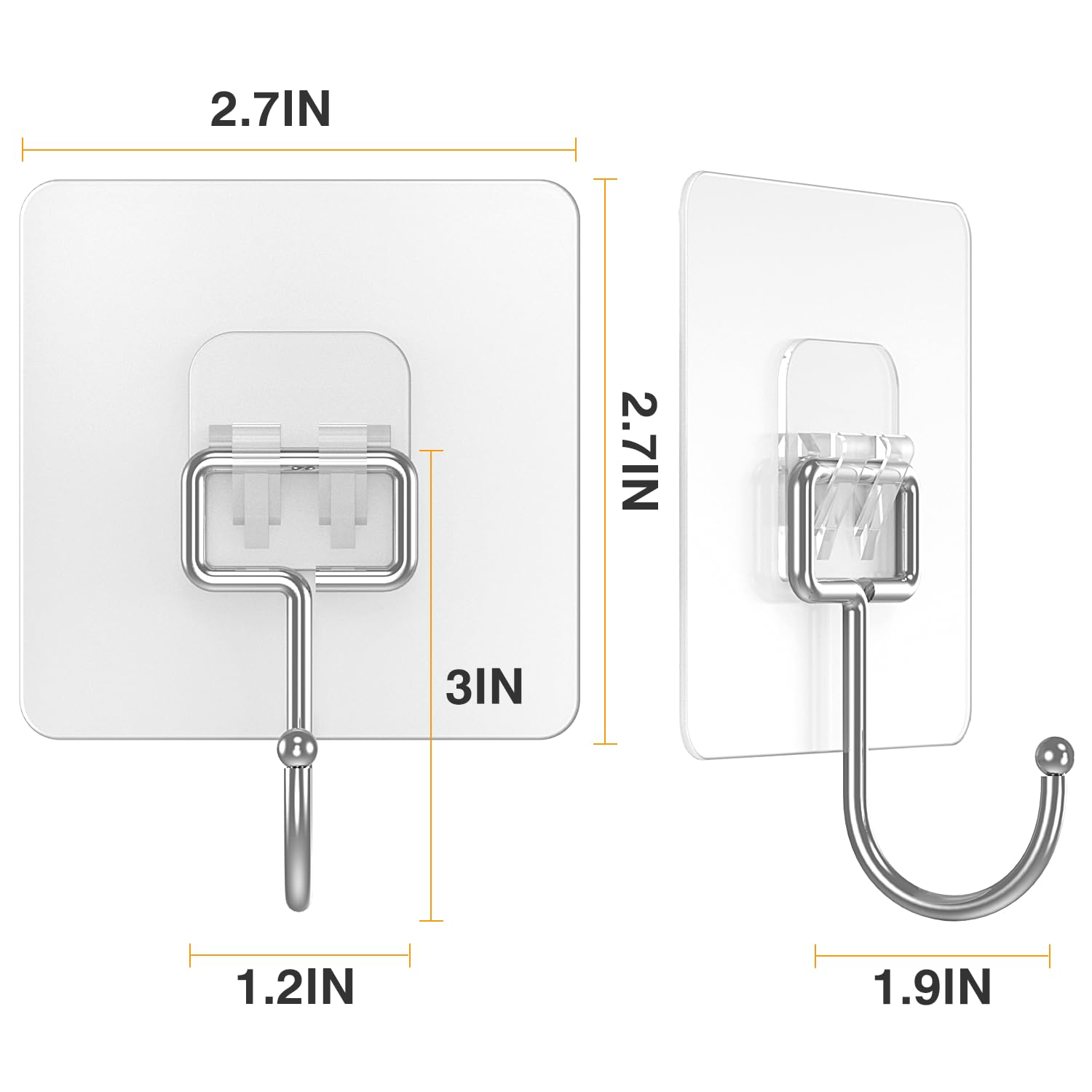 Ninth Five 18Pack Large Adhesive Hooks, 33lb Heavy Duty Ceiling Wall Door Hanging Hooks, Stainless Steel Towel and Coats Hooks for Window Home Kitchen Office