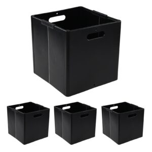 anbers 4 packs collapsible plastic cube storage bins, black foldable storage cube bins