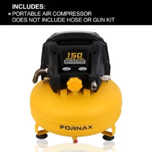 FORNAX Pancake Air Compressor with two couplers, 6 Gallon Portable Electric air compressor, 150 PSI, Oil -Free with 14 PCS Air Compressor Accessories Kit (Pancake)