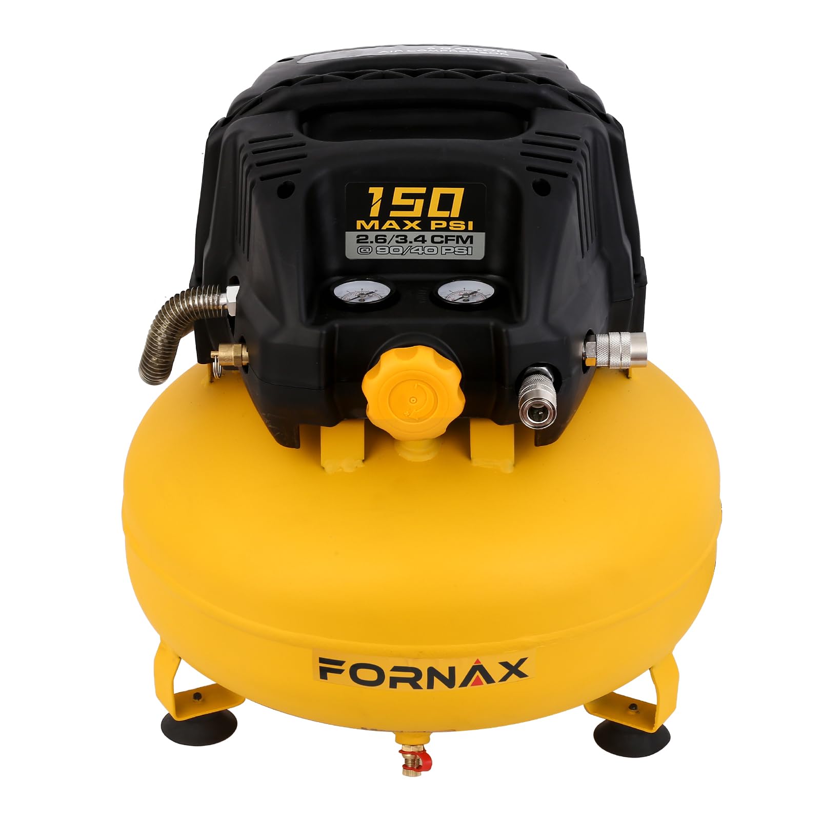 FORNAX Pancake Air Compressor with two couplers, 6 Gallon Portable Electric air compressor, 150 PSI, Oil -Free with 14 PCS Air Compressor Accessories Kit (Pancake)