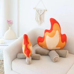 Hgplvxj Simulation Campfire Plush Pillow, Flame Stuffed Plush Toy Room Decoration Birthday Xmas Gift for Kids (11.8Inch)