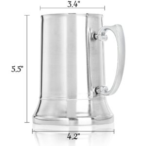 Goaste 2 Packs Tankard Style Beer Mugs, 20 OZ Double Walled Stainless Steel Beer Stein, Heat Insulated Coffee Mug Tumblers with Big Grip Handle for Hot or Cold Beverages, Milk, Tea, Bar Drinkaware