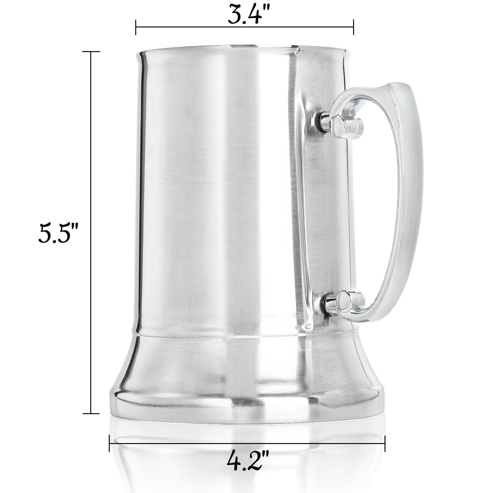 Goaste 2 Packs Tankard Style Beer Mugs, 20 OZ Double Walled Stainless Steel Beer Stein, Heat Insulated Coffee Mug Tumblers with Big Grip Handle for Hot or Cold Beverages, Milk, Tea, Bar Drinkaware