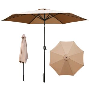 serenelife slsk4484.3 10ft. patio table umbrella-6 sturdy ribs with push button tilt uv protection, outdoor furniture for garden lawn deck pool and beach